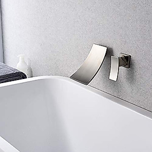 Sumerain Wall Mount Tub Filler,Brushed Nickel Waterfall Tub Spout for High Flow Rate