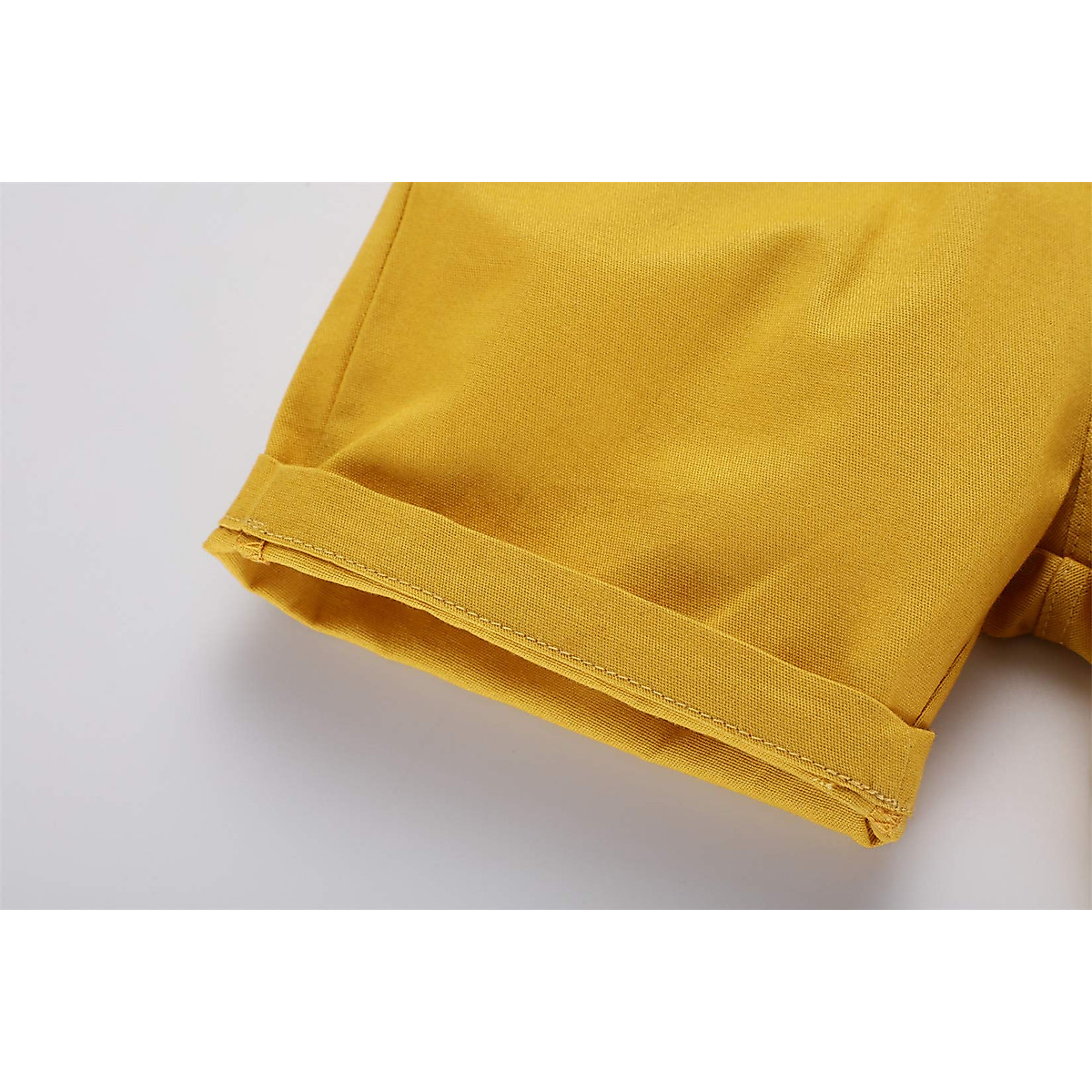 HILEELANG Baby Boys' Shorts 2-Pack Chino Short Summer Cotton Casual Pants with Pockets Yellow Green 2t