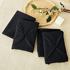 JOLLYVOGUE Black Bed in a Bag 7-Pieces, King Comforter Set for All Season, Pintuck Bedding Sets with 1 Comforter, 1 Flat Sheet, 1 Fitted Sheet, 2 Pillowcases & 2 PillowShams