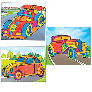 Toykraft: Sand Art Kit for Kids, Arts and Crafts Kits for Kids, Toddler Craft for 3-6 Years, Peel and Stick Activity - On Road Vehicles