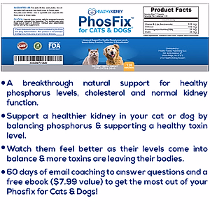 PhosFix for Cats & Dogs: Phosphorus Binder for Cats & Dogs to Support Normal Phosphorus Levels and Kidney Function, Chitosan for Restoring Kidney Health Naturally. A Special Renal Supplement