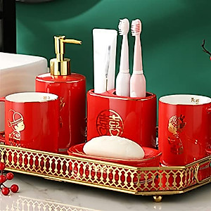 CZDYUF Toothbrush Set Couple Home Bathroom Mouthwash Cup Newly Married Bathroom Wash Set Ceramic