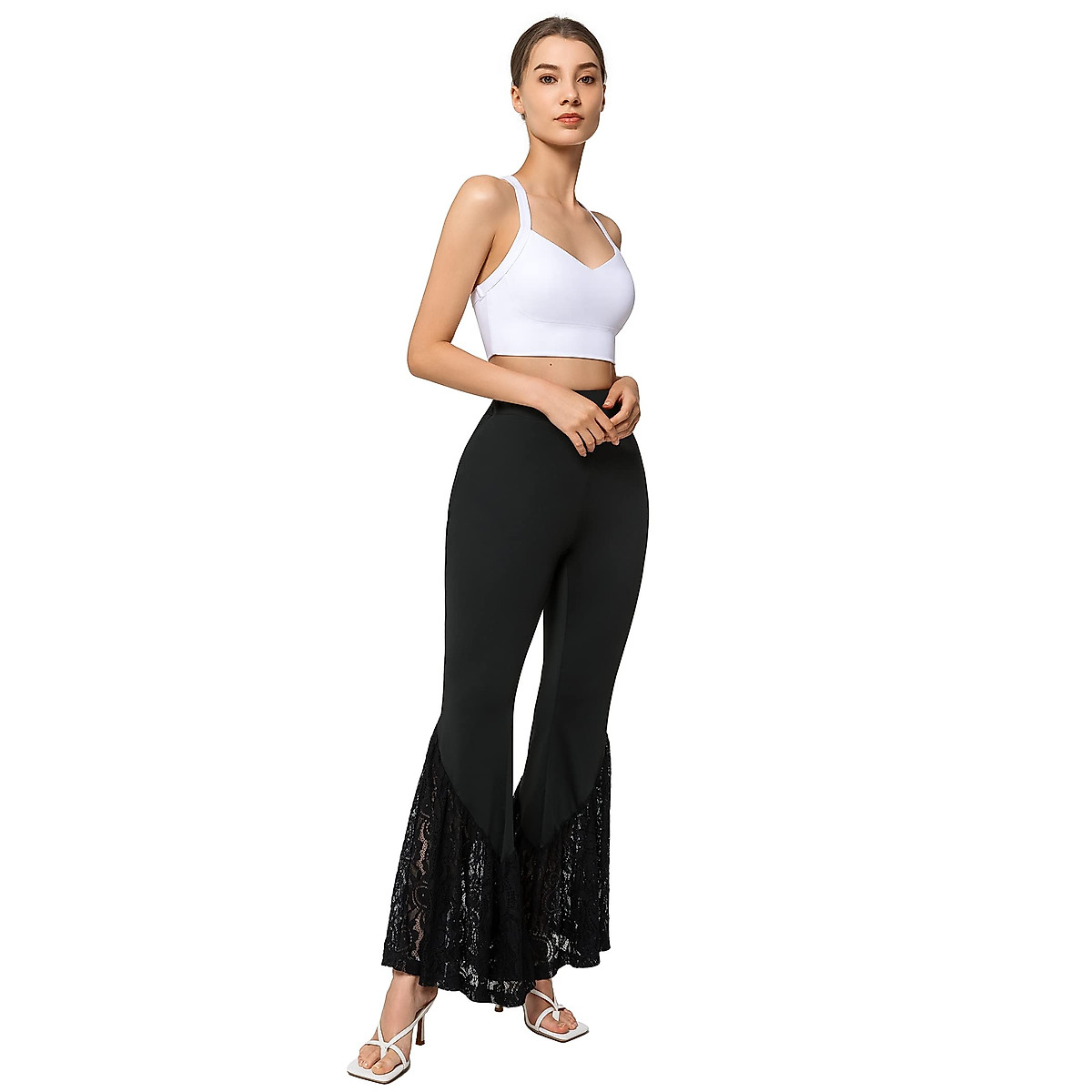 Yvette Bell Bottom Pants for Women Flare Leggings High Waist Wide Leg Bootcut Yoga Pants Tummy Control Dancing