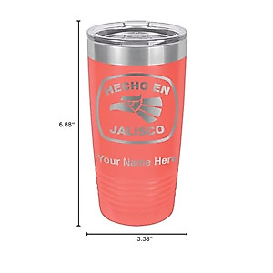 LaserGram 20oz Vacuum Insulated Tumbler Mug, Hecho en Jalisco, Personalized Engraving Included (Coral)