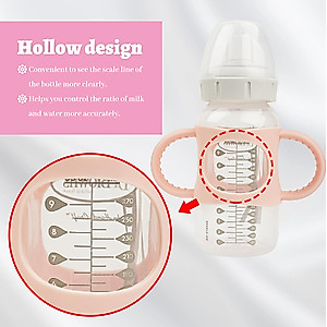 4 Pack Bottle Handles Compatible with Dr Brown Wide-Neck Bottles Non-Slip Easy Grip Handles - BPA-Free Food Grade Silicone Dishwasher Safe - Milk White, Green, Pink, Blue