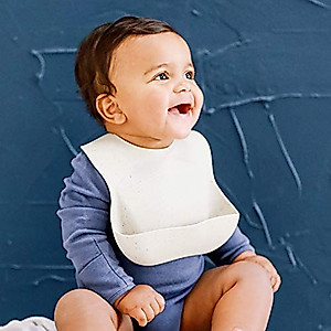 Goobie Baby Silicone Baby Bib with Food Catcher - Adjustable Waterproof Feeding Bib for Babies and Toddlers 4 to 36 Months for Girl and Boy - Modern, Soft, Easy to Clean (Speckled Sand)