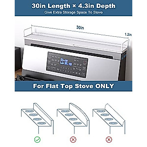 Bumusty Expandable 30" Stove Top Shelf, Magnetic Spice Rack Kitchen Shelf, Oven Shelf Kitchen Gadgets for Flat Top Stove Only