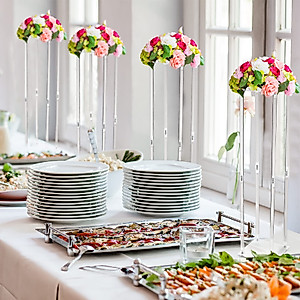 6 Pcs Flower Stand for Wedding Centerpieces for Tables Tall Vase Stand Wedding Flower Stands with Plates for Wedding Party Home Table Decor (7.9 x 7.9 x 31.5 Inch, Acrylic)