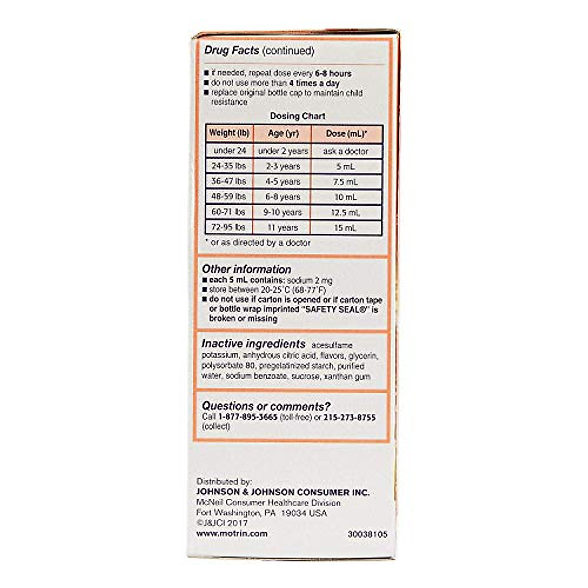 Motrin Children's Ibuprofen Oral Suspension Original Berry Flavor - 4 oz, Pack of 2