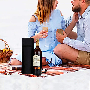 Aosbos Insulated Wine Bag Water Bottle Carrier Portable Wine Cooler Bag Padded Protection Tote Bag with Shoulder Strap for Travel Picnic Purse