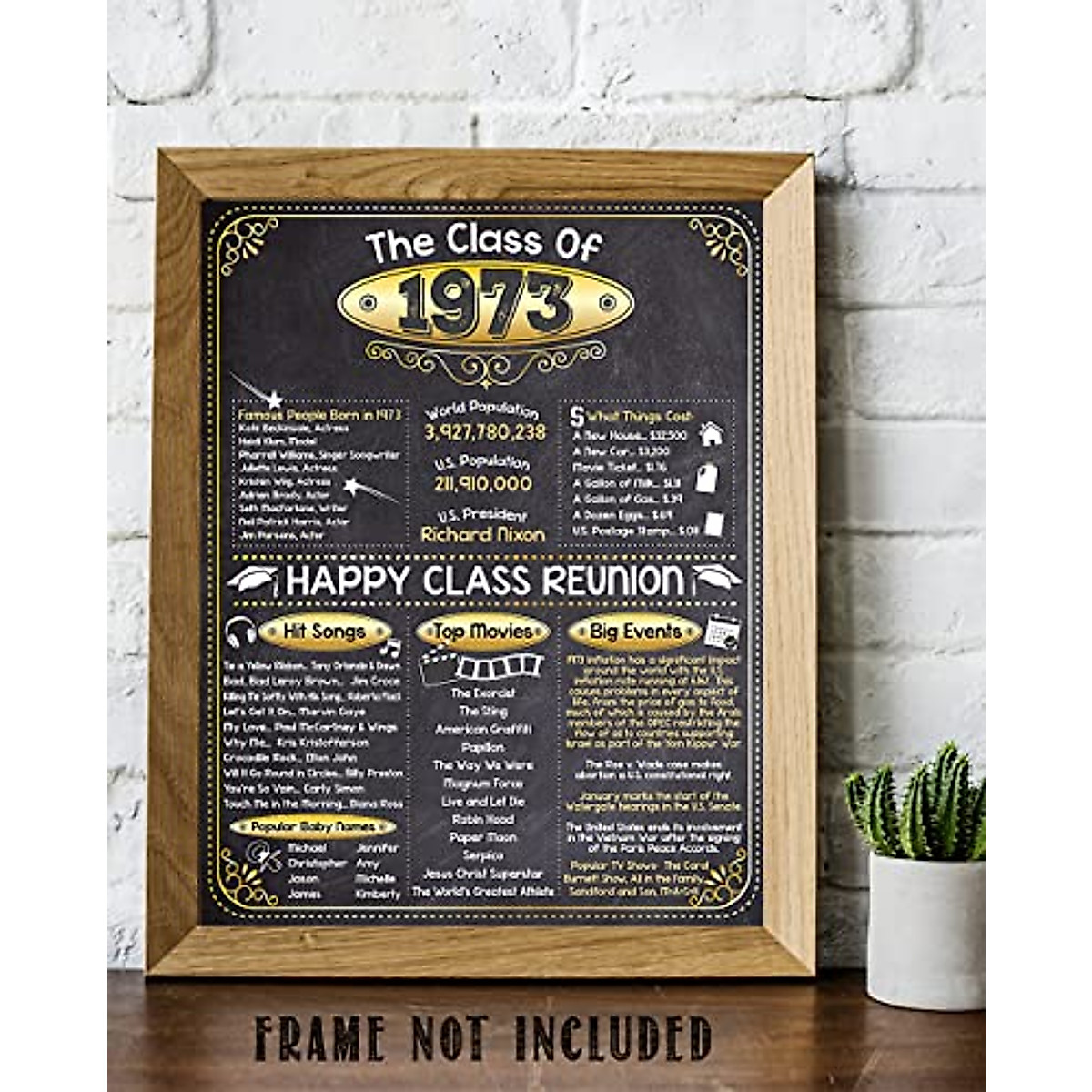 50th High School Reunion - Class of 1973-11x14 Unframed Poster - Perfect Party Decoration Under $15