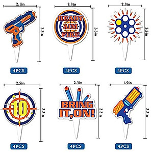 Cracoo Dart War Party Cupcake Toppers Wrappers Kids Birthday Gun Picks Target Bullet Dart War Party Supplies Decoration -48 Piece