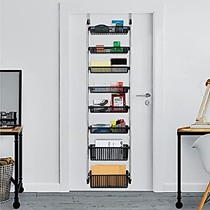 Smart Design Over-the-Door Organizer for Storage – Perfect for Pantry Organization, Bedroom, Bathroom Storage, Playroom, or Kitchen - Adjustable Steel Frame with 8 Baskets & Wall Mount – Black