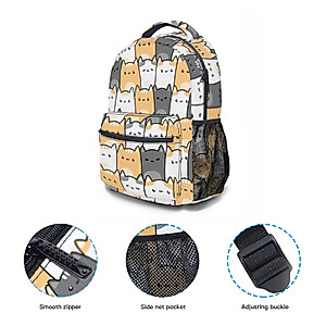 Miaoquhe Cute Cats Backpack for Girls Teenage, Cartoon Animal Backpacks Waterproof Durable School Backpack Personalized Laptop for Hiking Traveling Camping