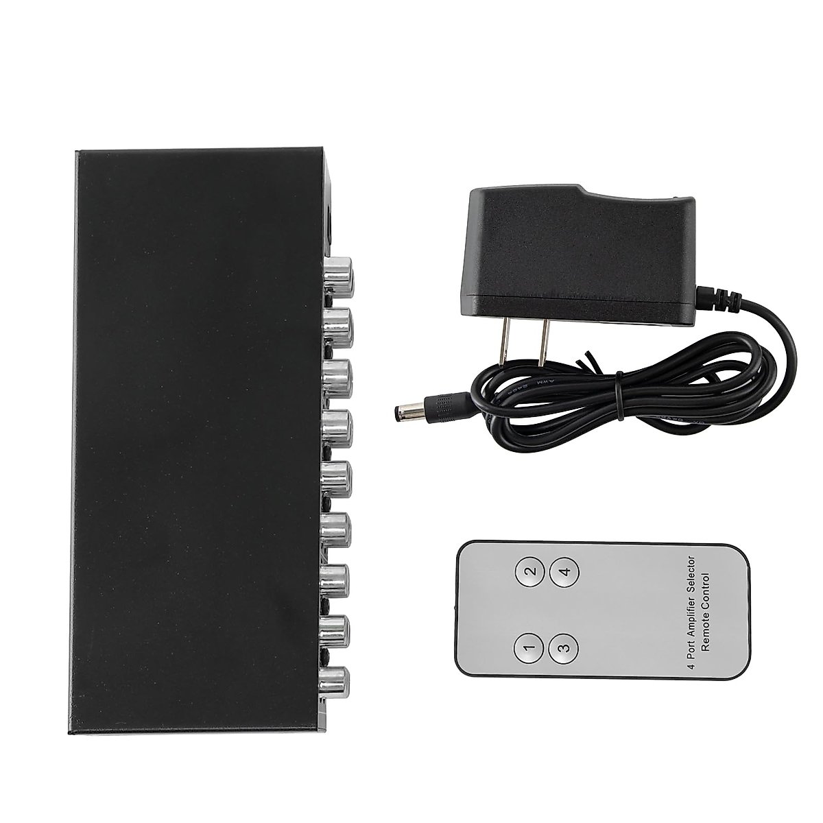 HONONJO AV SWITCHER 4 Way Converter Video Audio Selector for TV with Remote Control Video Switch Box （Electrical Volts: 110V）