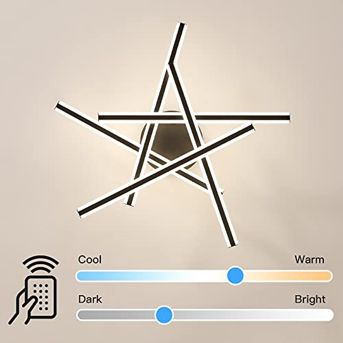 YEEZONE Modern LED Ceiling Light, LED Flush Mount Light, with Memory Remote Control Dimmable 3000K-6500K for Dining Room, Living Room, Kitchen, Bedroom, Office (Black)