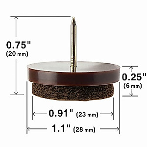 Nail-on Felt Pads X-PROTECTOR 40 PCS - 1.1" Felt Furniture Pads - Brown Chair Leg Floor Protectors - Nail in Furniture Pads for Furniture Legs - The Best Felt Chair Pads for Hardwood Floors (28mm)!