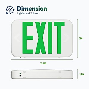 FREELICHT Green LED Exit Sign with Battery Backup，Exit Sign for Business，Easy to Install，UL Certified，AC 120/277V，Pack of 10