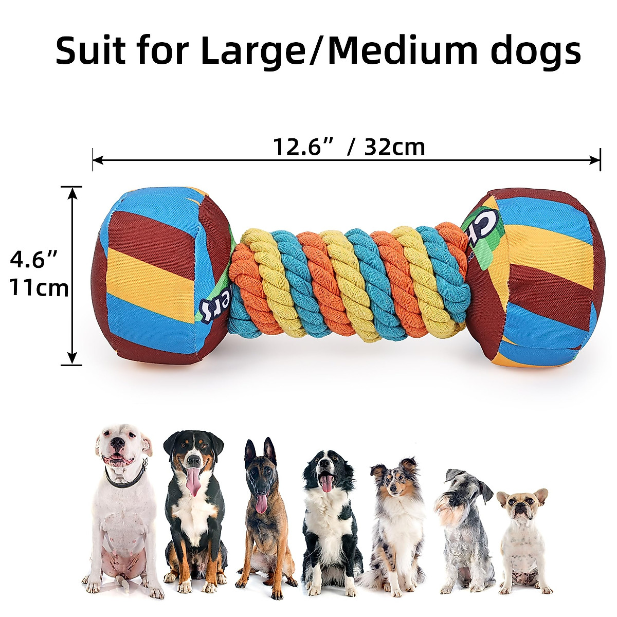 Duuclume Tough Dog Chew Toy for Aggressive Chewers, Squeaky Dumbbell Toy for Indoor Outdoor Playing, Indestructible Interactive Dog Toys for Small Medium Large Dogs Grind & Clean Teeth