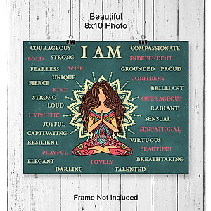 Positive Affirmations Wall Decor - Motivational Wall Art Posters 8x10 - Inspirational Quotes - Encouragement Gifts for Women - Empowered Women - Uplifting Gifts for Women - Encouraging Yoga Wall Art