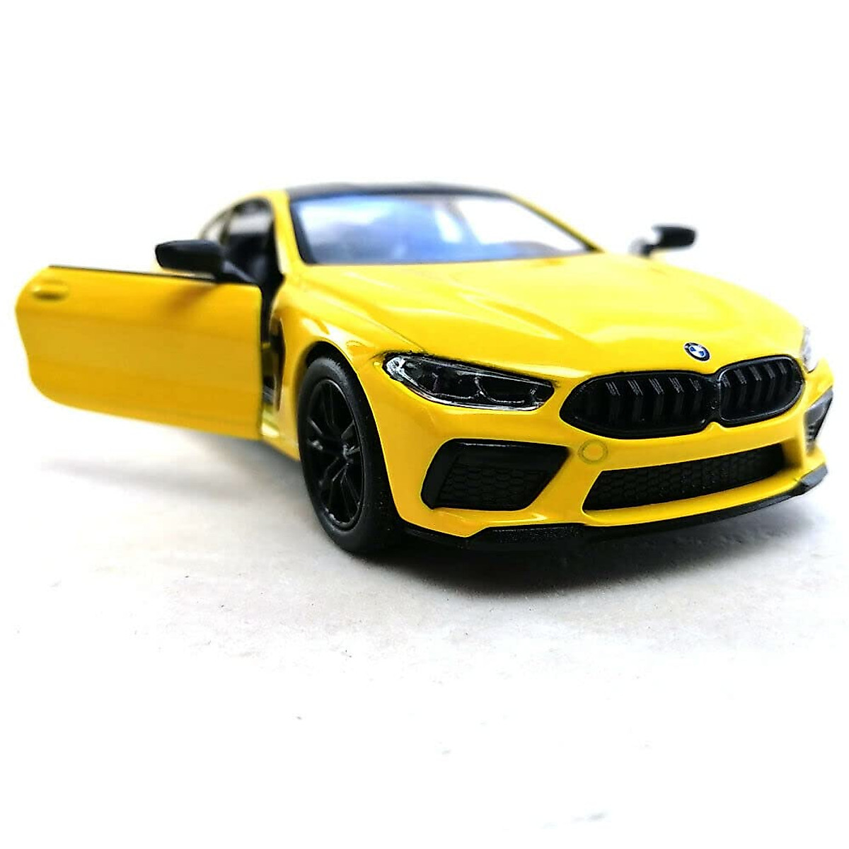 KiNSMART BMW M8 Competition Coupe Yellow 5" 1:36 Scale Die Cast Metal Model Toy Car w/Pullback Action