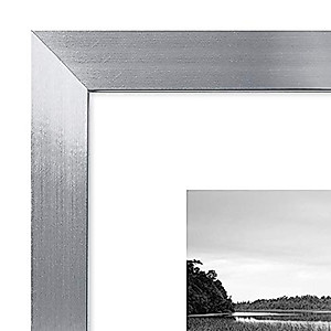Americanflat 8x10 Picture Frame in Silver - Displays 5x7 with Mat and 8x10 Frame Without Mat - Composite Wood with Polished Glass - Horizontal and Vertical Formats for Wall and Tabletop