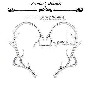 LOREMOW Ear Clips Earrings for Women Ear Cuffs Non Piercing Ear Wrap Branch Leaf Clip On Cartilage Helix Earrings Silver