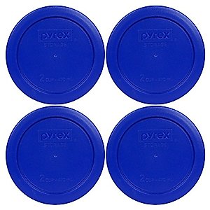 Pyrex 7200-PC 2 Cup Cadet Blue Round Plastic Food Storage Lid - 4 Pack