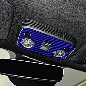 YAMUDA Compatible with 1PCS Carbon Fiber Sticker Car Roof Lamp Reading Lamp Panel Decoration Sticker for Ford Mustang 2015 2016 2017 2018 2019 2020 2021(Blue)