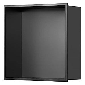 Sunrosa Black Shower Niche Stainless Steel, Ready for Tile, Waterproof 11.8" x 11.8" Bathroom Recessed Niche, Organizer Storage for Shampoo & Toiletry Storage