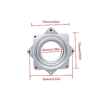 4 Pack 3 Inch Lazy Susan Hardware, Square Metal Turntable Bearings, 120lbs Capacity Steel Rotating Bearing Swivel Plate for Serving Trays, Craft Project, Kitchen Cabinet