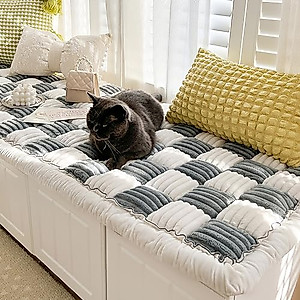 Funnyfuzzy Cream-Coloured Large Plaid Square Pet Mat Bed Couch Cover, Funny Fuzzy Couch Cover, Dog Blankets For Large Dogs, Waterproof Blanket Dog Bed Cover Pet Blanket, For Most Cats Dogs,Pets ( Colo