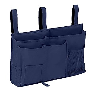 Bunk Bed Organizer, Bedside Storage Caddy Bed Storage Pocket Bedside Organizer Hanging Bunk Organizer for Camp Dorm Room Hospital Bed Rail and More (Navy Blue)