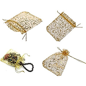 Yansanido Wedding Favors Small Gift Bags, 200pcs 3.9x4.7 Inch (10x12cm) Gold Organza Bags for Party Favor Bags Small Business Candy Bags Mesh Bag (200 Pcs Gold, 3.9 inch x 4.7 inch)