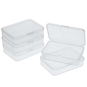 5 Pcs Mini Plastic Storage Containers Box with Lid, Small Storage Containers Travel Case 4x3x1 Inches Clear Rectangle Box Organizer for Collecting Small Items, Beads, Jewelry, Cards, Crafts