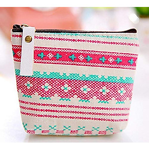 Bonwete 5 PCS Pencil Bag Pen Case Flower Floral Canvas Pencil Pen Case Multi-functional Cosmetic Makeup Bag Set Coin Purse