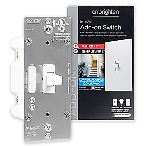 Enbrighten Add-On Switch QuickFit and SimpleWire, In-Wall Toggle, Z-Wave ZigBee Wireless Smart Lighting Controls, NOT A STANDALONE Switch, 46200