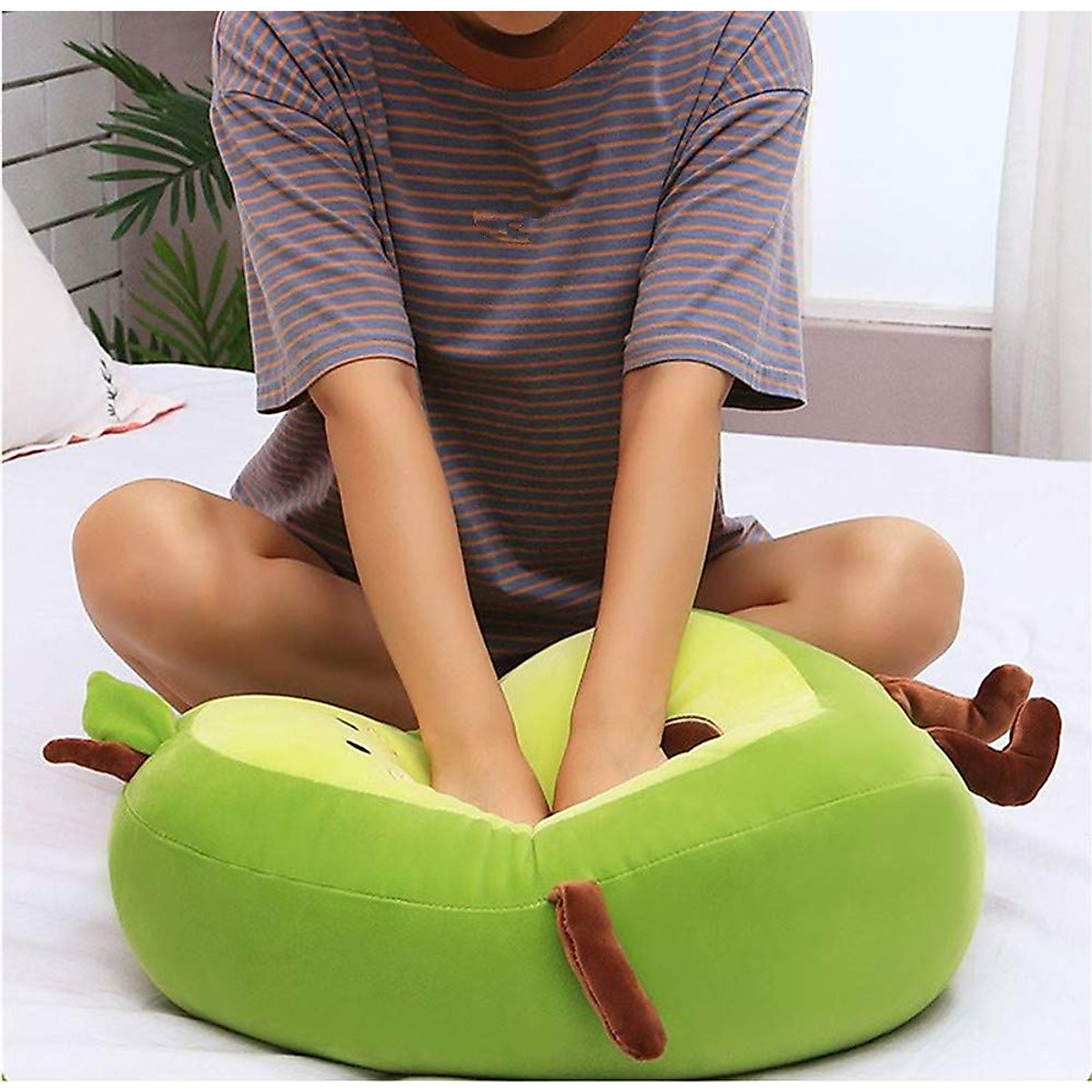 XICHEN 27 Inch Green Large Simulation Avocado Plush Toy Doll Sleeping Pillow Doll Doll, Holiday Warm Gift Plush Toy Pillows (Seated)