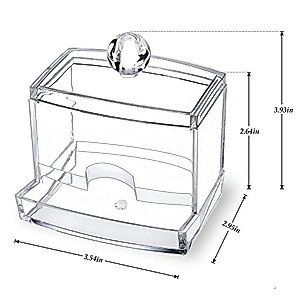 MOSIKER Qtip Dispenser Cotton Swab Holder with Lid,Acrylic Clear Small Bathroom Organizer for Makeup Pads and Toothpick