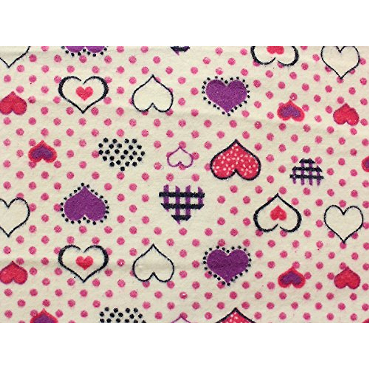 Cotton Flannel Fabric Polka DOTS Hearts Fuchsia / 45" Wide/Sold by The Yard