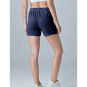 5-Pack Womens Athletic Shorts Mesh Basketball 5" Inseam Ladies Active Sports Set with Zipper Pockets (Set 2, Medium)