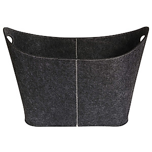 VIIRKUJA XXL Log Basket | Firewood Basket Made of Extra Thick Felt | Dark Grey | Felt Basket with Reinforced Handles for Firewood | Large