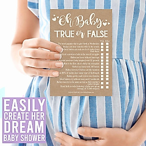 Hadley Designs Rustic Baby Shower Games Gender Neutral - 50 cards, Two 25-game sets, 4 Games Double Sided, Baby Prediction And Advice Cards, Baby Trivia, True Or False Baby Game, Gender Reveal Games