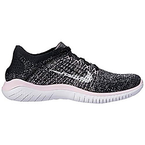 Nike Women's Free RN Flyknit 2018 Running Athletic Black / White Upper, Black/Pink Foam/White, 10.5