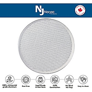 Norjac Pizza Baking Screen, 14 Inch, 2 Pack, Seamless, Restaurant-Grade Aluminum.