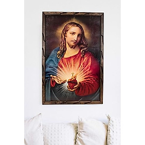 Mrcjsales- Our father in rustic frame, Oil painting, 24''x36'', 13''x18'', 10''x12'' inches, religious art image, Padre Nuestro , Cuadro rustico , Home decor, wall decor, church events, gifts (Large 24x36'' inches)