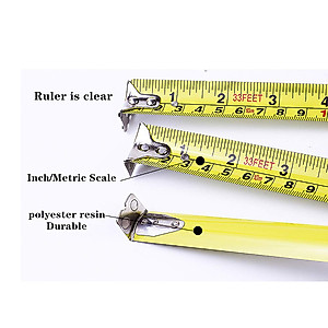 Tape Measure Retractable Metric and Imperial 10ft 16ft 25ft 33ft Measuring Tape with Magnetic Hook Impact Resistant Rubberized Case(25ft)