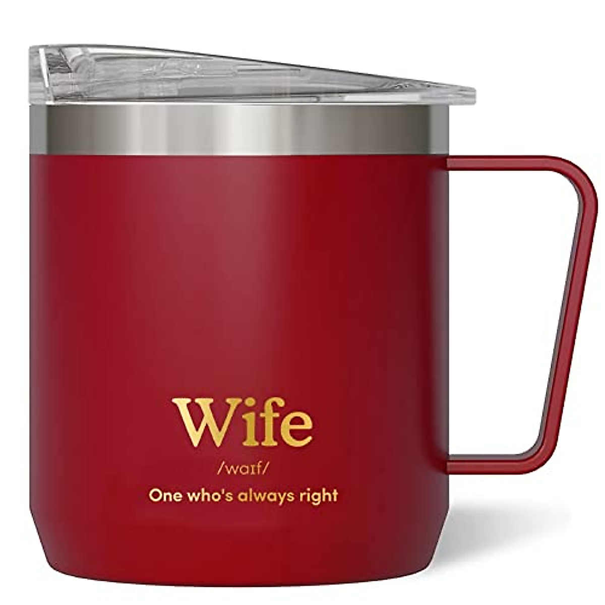 VAHDAM Wife Mug (300ml/10.1oz) Red Reusable Mug | 18/8 Stainless Steel, Vacuum Insulated Travel Tumbler Cup | Carry Hot & Cold Beverage | Sustainable Tea & Coffee Mug, Wife Gifts