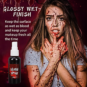 Halloween Fake Blood Spray Makeup,Realistic Effects Fake Blood Washable for Scar Wound and Clothes,Fake Blood for Eyes Drips Nose Bleeds,Halloween Blood for Cosplay SFX Zombie Vampire Special Effects