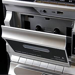 Trexonic 3-Speed Turntable with CD Player, Double Cassette Player, Bluetooth, FM Radio & USB/SD Recording